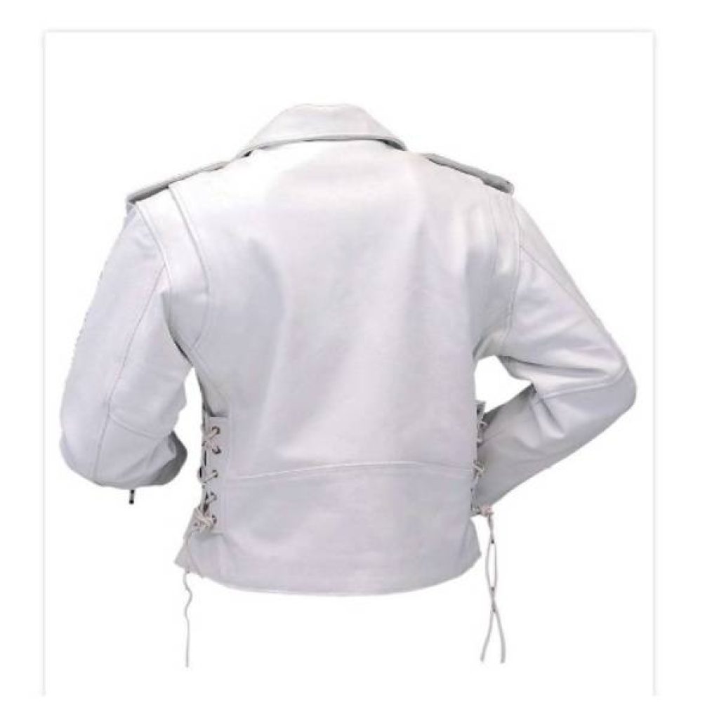 Sleek White Leather Motorcycle Jacket - Ride in Style | JacketnJeans